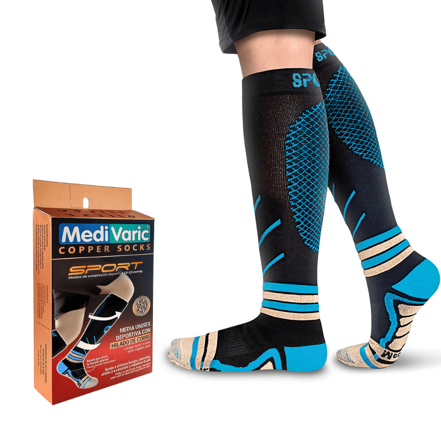 Medias de Compresión Deportiva con Hilado de Cobre Medivaric 18-23 mmHg ...